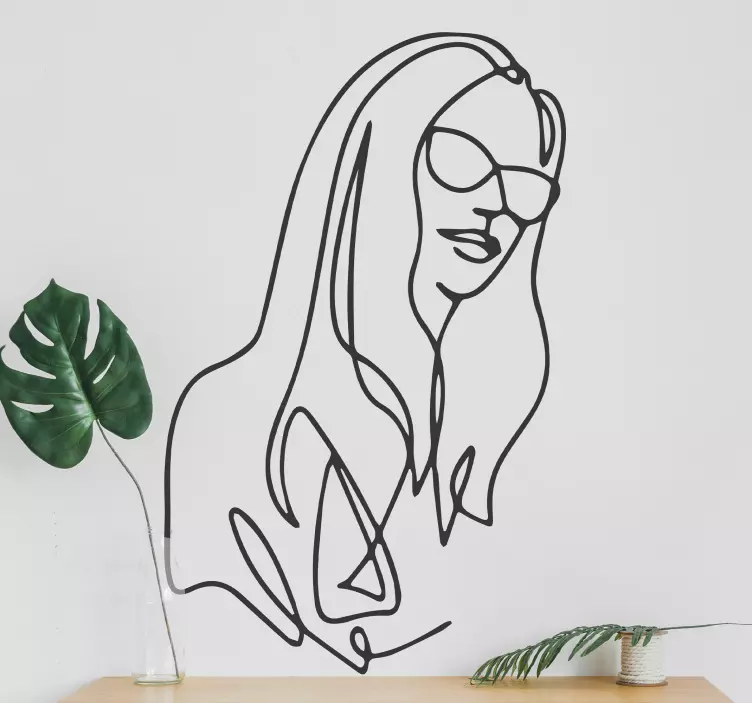 Stylized female portrait wall sticker